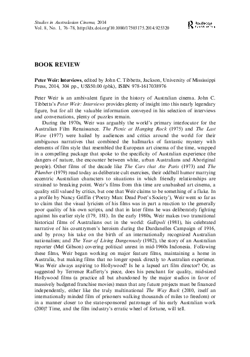 (PDF) Review of PETER WEIR: INTERVIEWS