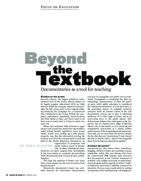 (PDF) Beyond the Textbook: Documentary as a Tool for Teaching