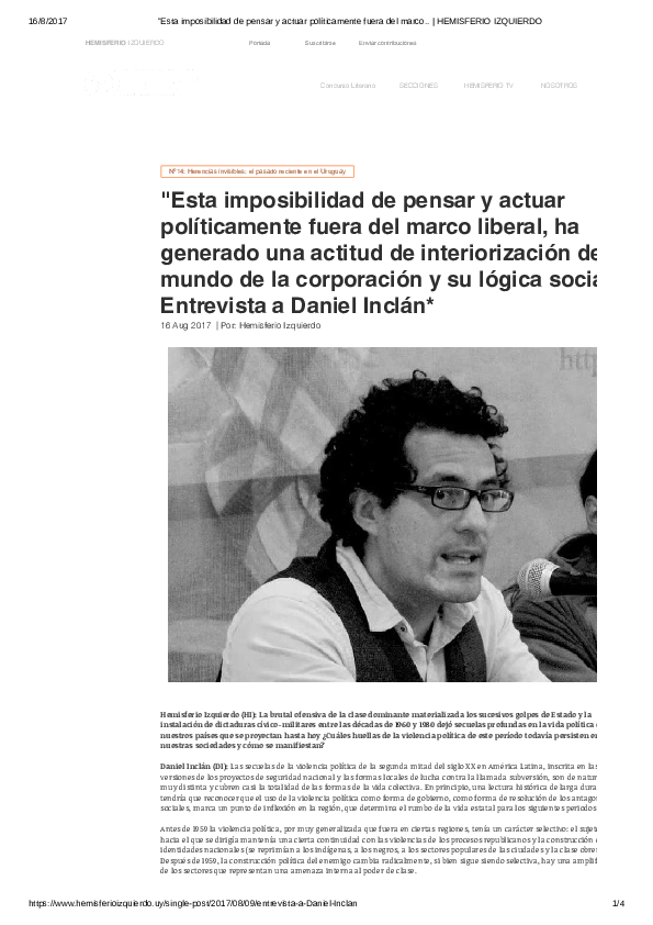 (PDF) "Esta imposibilidad de pensar y actuar políticamente fuera del ...