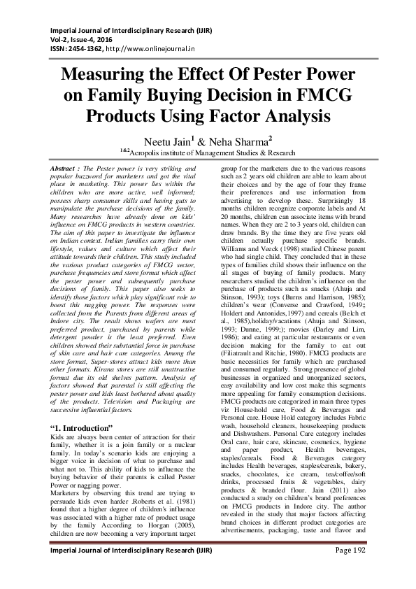 (PDF) Measuring the Effect Of Pester Power on Family Buying Decision in ...
