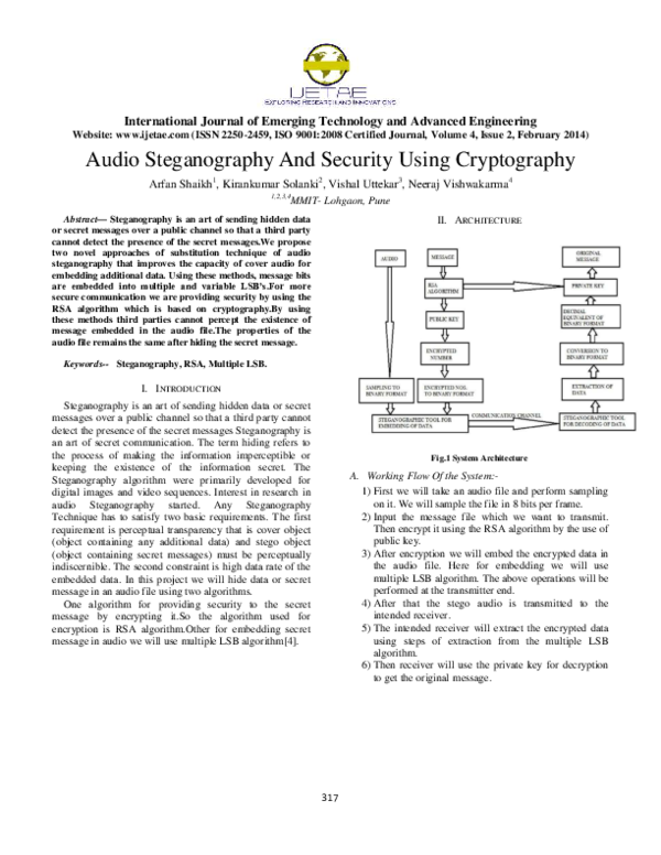 (PDF) Audio Steganography And Security Using Cryptography