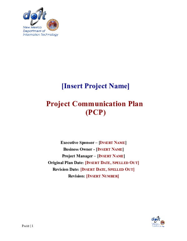 (DOC) Project Communication Plan Template