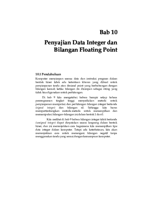 (PDF) Bab 10 penyajian data integer dan bilangan floating point