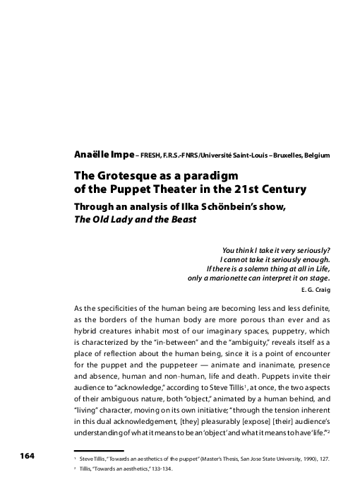 (PDF) The Grotesque as a paradigm of the Puppet Theatre in the 21st ...