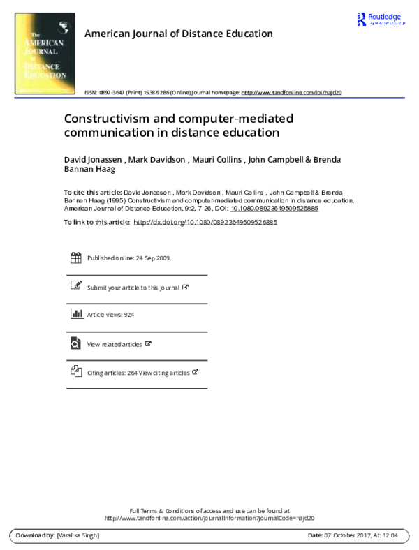 (PDF) American Journal of Distance Education Constructivism and ...