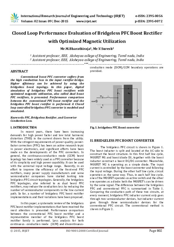 (PDF) Closed Loop Performance Evaluation of Bridgeless PFC Boost Rectifier with Optimized ...
