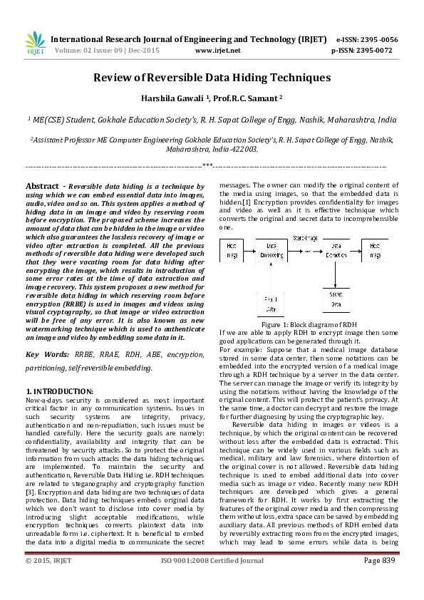 (PDF) Review of Reversible Data Hiding Techniques