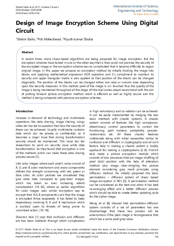 (PDF) Design of Image Encryption Scheme Using Digital Circuit