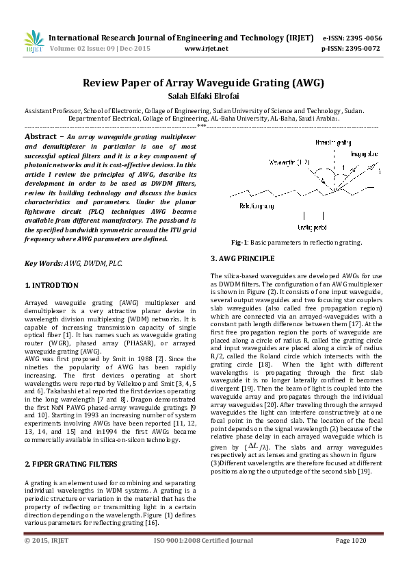 (PDF) Review Paper of Array Waveguide Grating (AWG)