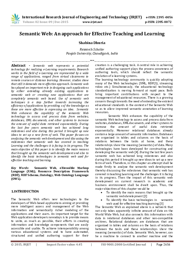 (PDF) Semantic Web: An approach for Effective Teaching and Learning