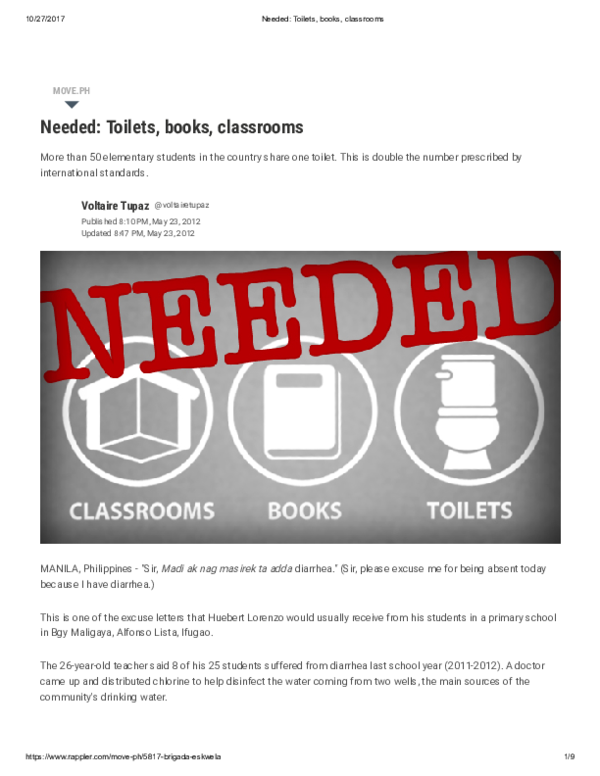 (PDF) Needed Toilets books classrooms
