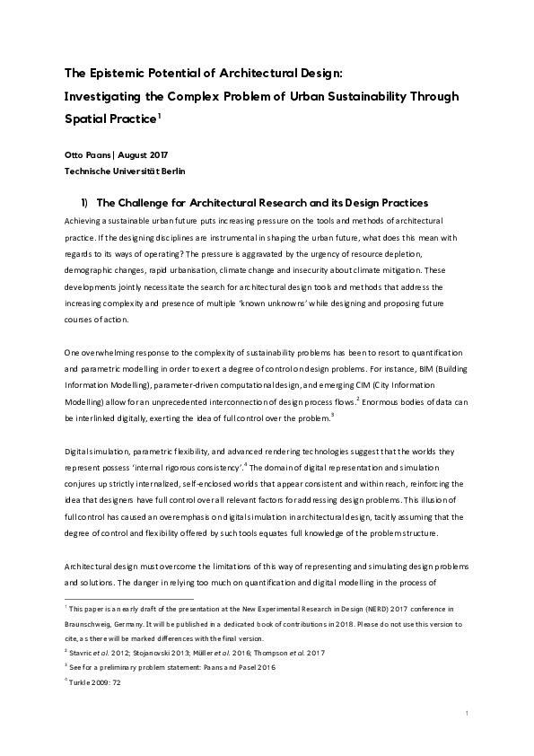 (PDF) The Epistemic Potential of Architectural Design: Investigating ...