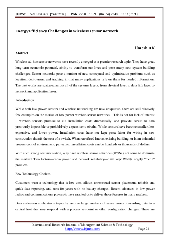 Pdf Energy Efficiency Challenges In Wireless Sensor Network