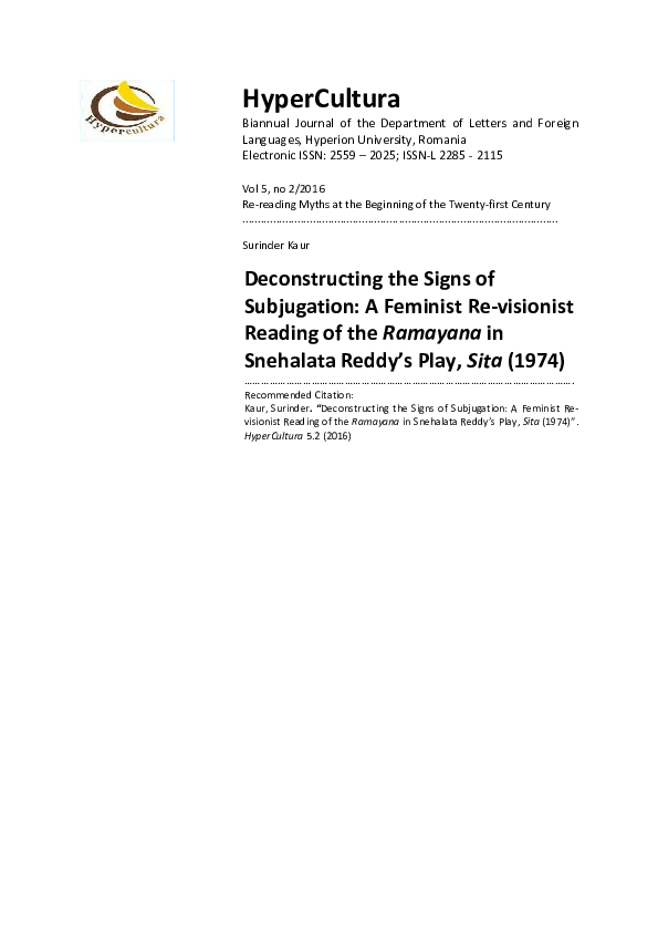 (PDF) Deconstructing the Signs of Subjugation: A Feminist Re-visionist ...