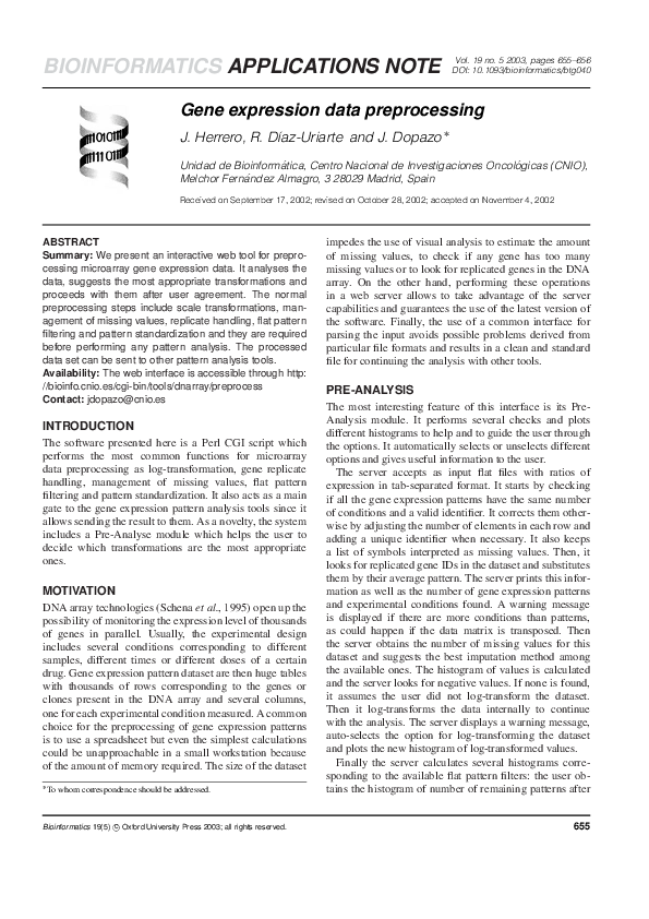 (PDF) Gene expression data preprocessing