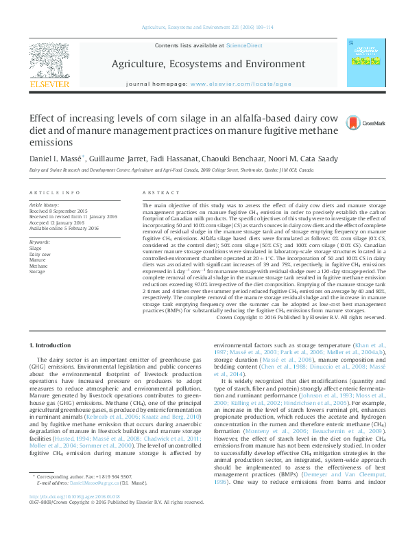 (PDF) Effect of increasing levels of corn silage in an alfalfa-based ...