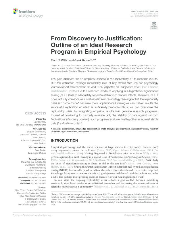 (PDF) From Discovery to Justification: Outline of an Ideal Research ...
