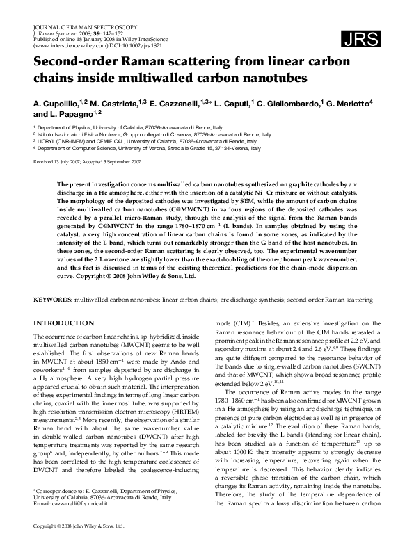 (PDF) Second-order Raman scattering from linear carbon chains inside ...
