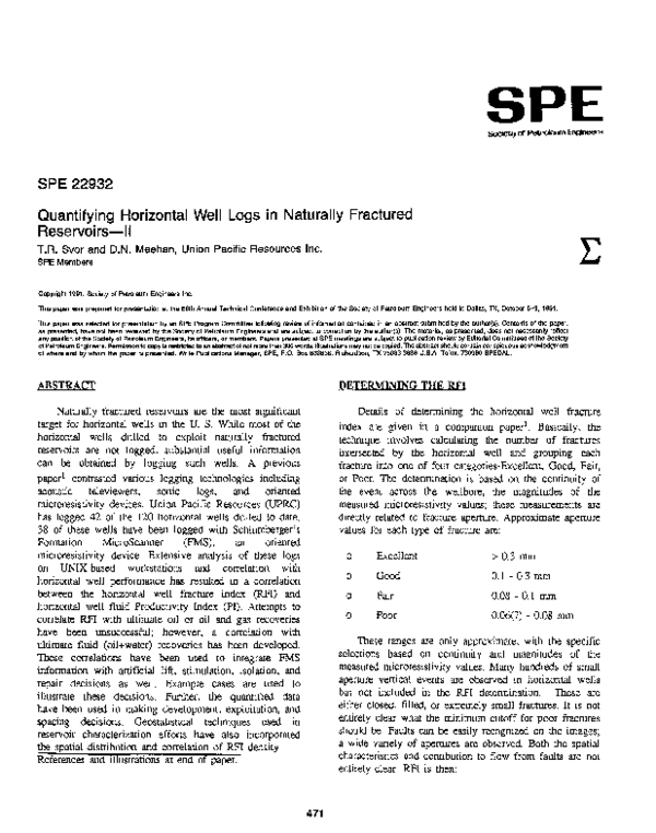 (PDF) SPE 22932 Quantifying Horizontal Well Logs in Naturally Fractured ...
