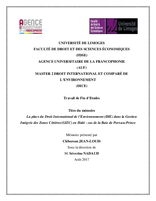 (PDF) UNIVERSITÉ DE LIMOGES FACULTÉ DE DROIT ET DES SCIENCES ...