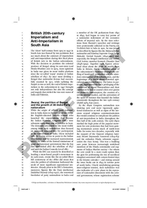 (PDF) British 20th-century Imperialism and Anti-Imperialism in South Asia