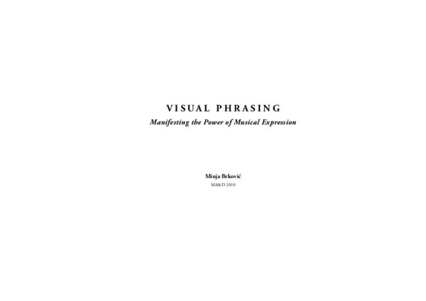 (PDF) Visual Phrasing: Manifesting the Power of Musical Expression