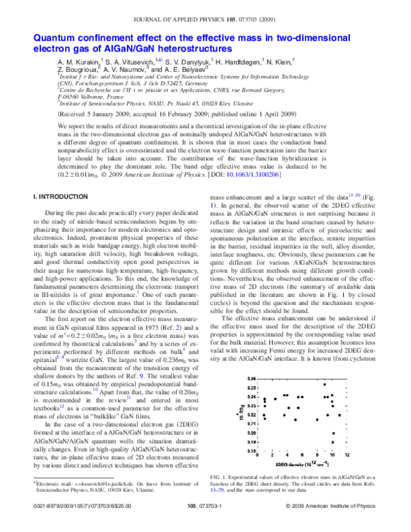 (PDF) Quantum confinement effect on the effective mass in two-dimensional electron gas of AlGaN ...