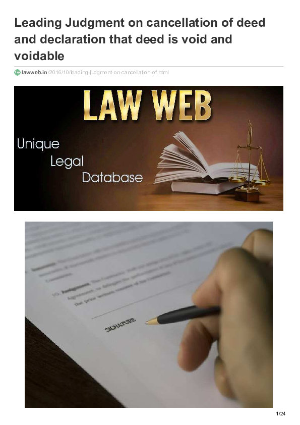 (PDF) Leading Judgment on cancellation of deed and declaration that ...