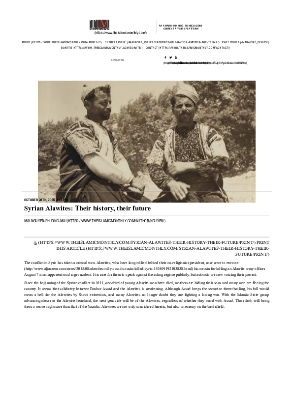(PDF) Syrian Alawites_ Their history, their future - The Islamic ...