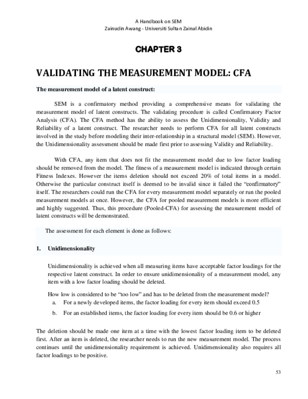 (PDF) A Handbook on SEM Zainudin Awang -Universiti Sultan Zainal Abidin VALIDATING THE ...