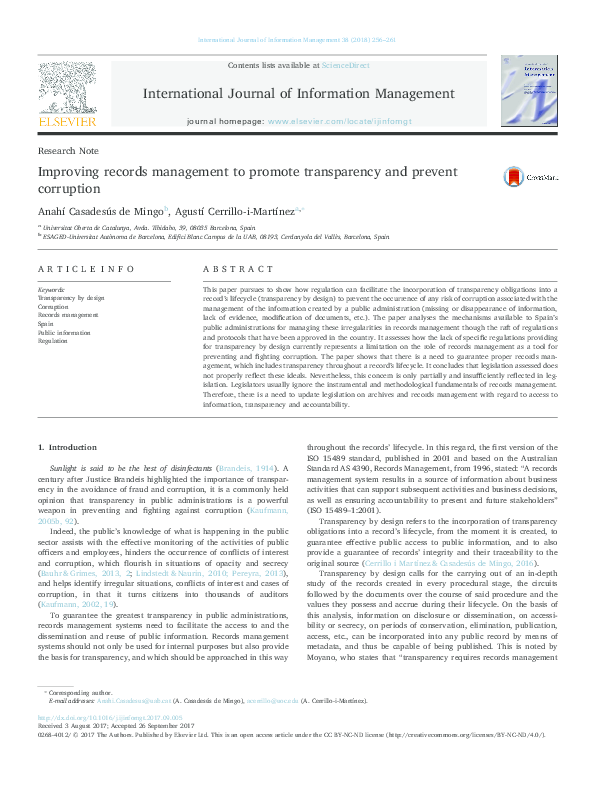 (PDF) Improving records management to promote transparency and prevent ...