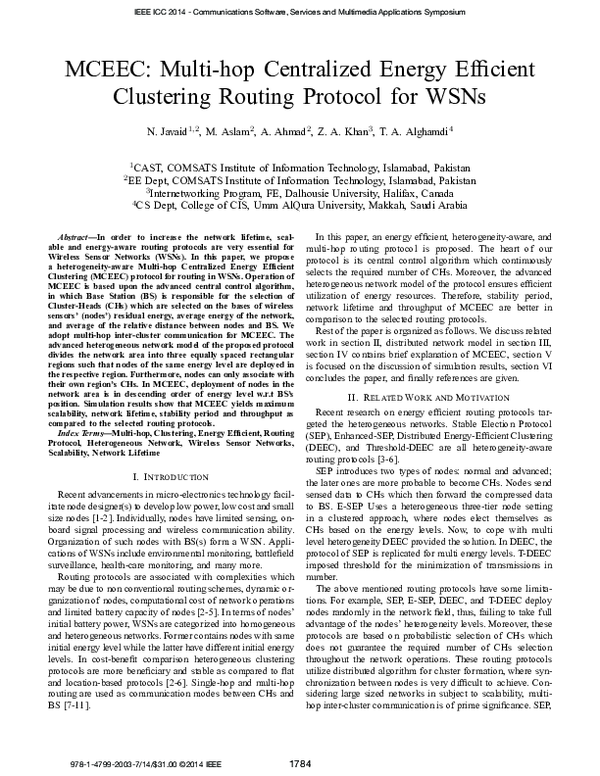 (PDF) MCEEC: Multi-hop Centralized Energy Efficient Clustering routing protocol for WSNs