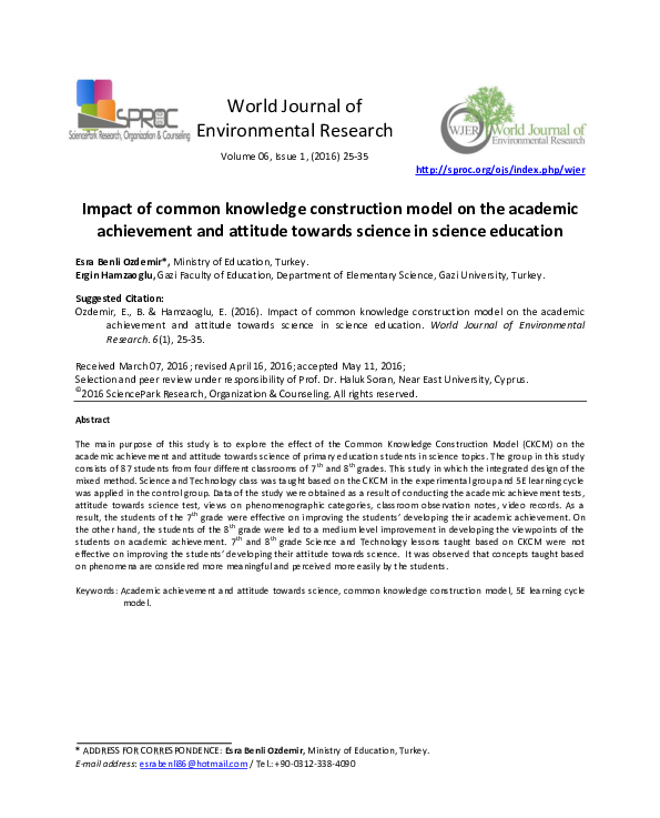 (PDF) Impact of common knowledge construction model on the academic ...