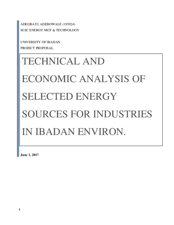 (DOC) M.Sc Energy PROJECT PROPOSAL