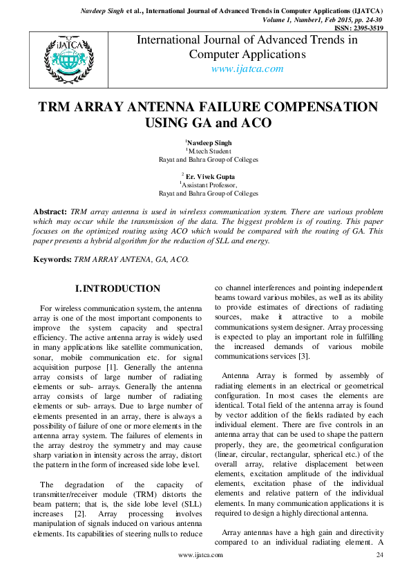 (PDF) TRM ARRAY ANTENNA FAILURE COMPENSATION USING GA and ACO