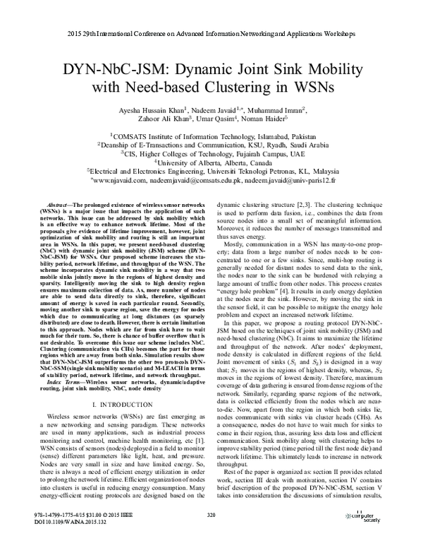 Pdf Dyn Nbc Jsm Dynamic Joint Sink Mobility With Need Based Clustering In Wsns