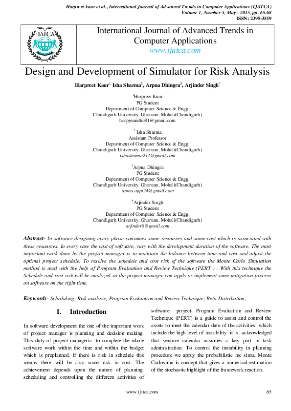 (PDF) Design and Development of Simulator for Risk Analysis