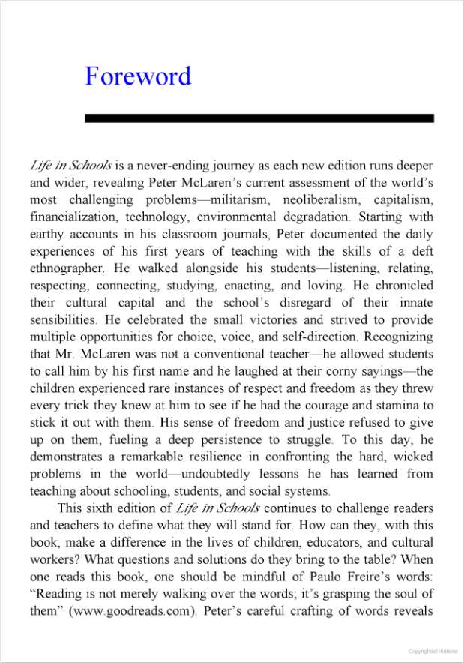 (PDF) Foreward (Life in Schools)