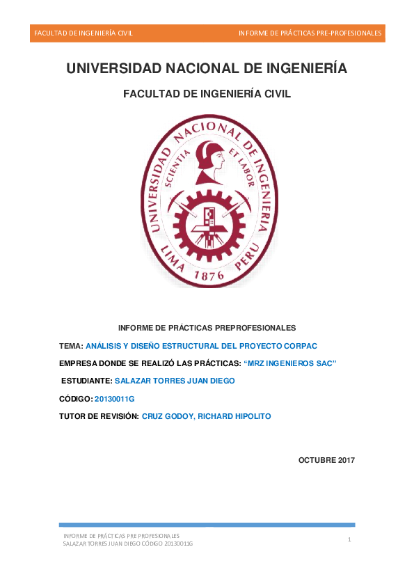 (PDF) INFORME DE PRÁCTICAS PRE-PROFESIONALES : JUAN DIEGO SALAZAR TORRES