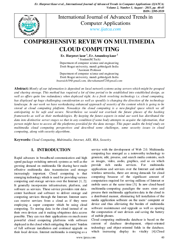 (PDF) COMPREHENSIVE REVIEW ON MULTIMEDIA CLOUD COMPUTING