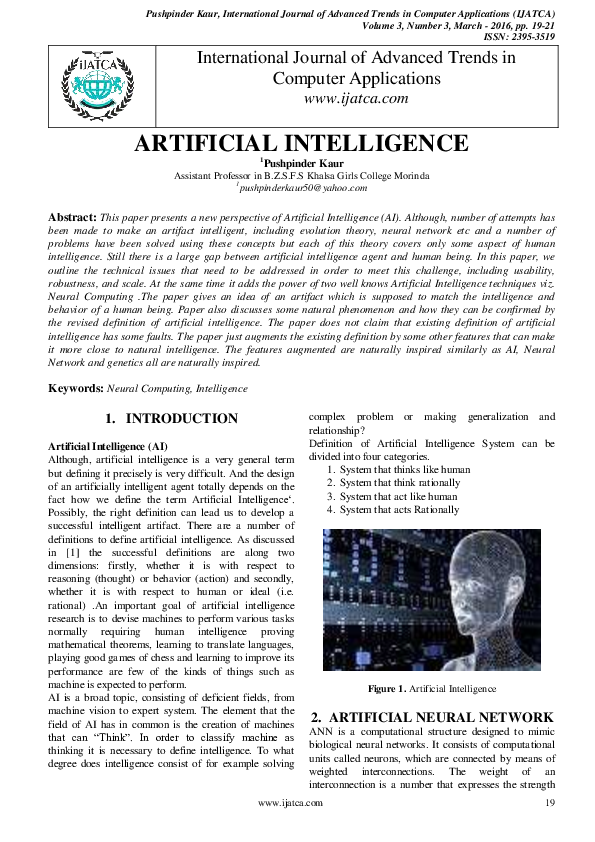 (PDF) ARTIFICIAL INTELLIGENCE