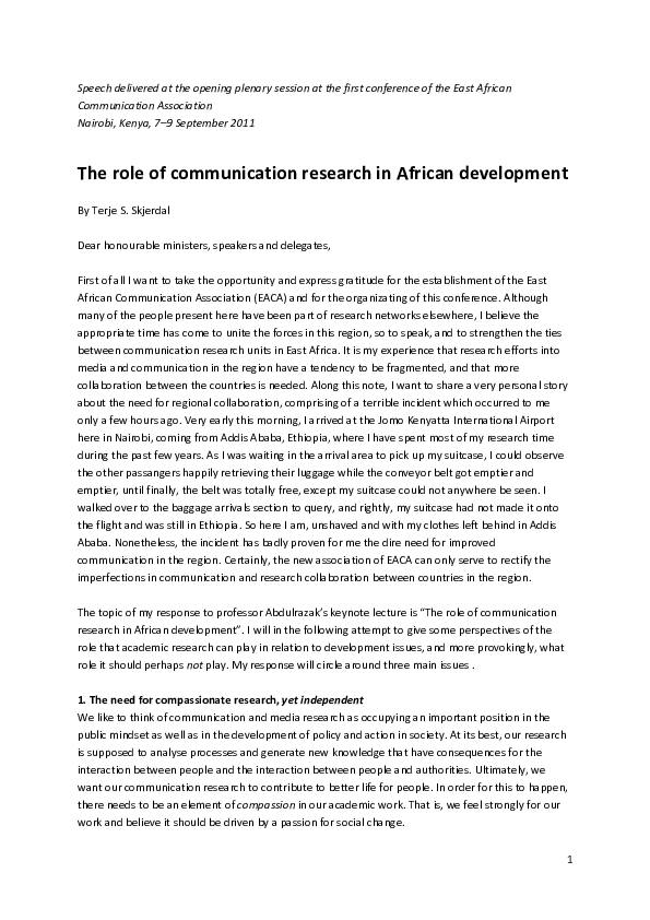 (PDF) The role of communication research in African development