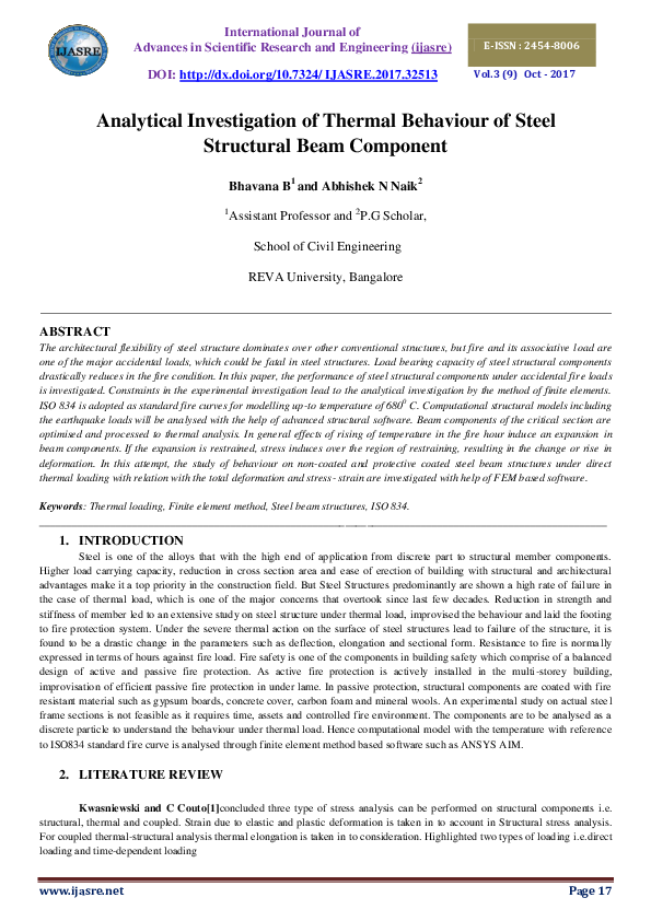 (PDF) Analytical Investigation of Thermal Behaviour of Steel Structural ...