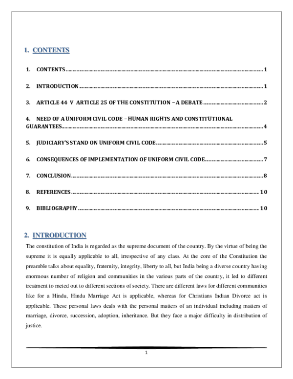 (DOC) FInal Uniform Civil code