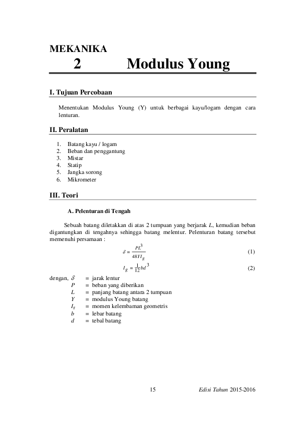 Pdf Mekanika 2 Modulus Young