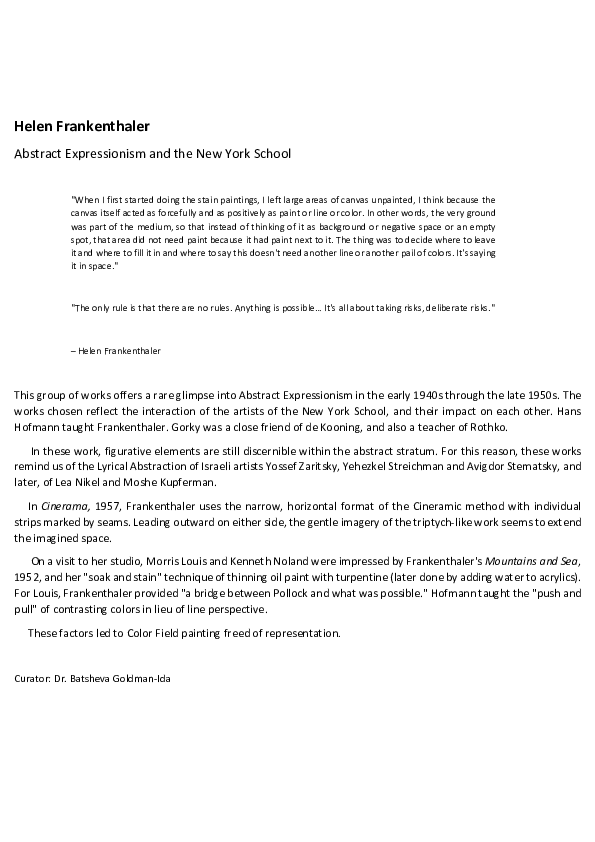 (PDF) 2017 Helen Frankenthaler: Abstract Expressionism and the New York ...