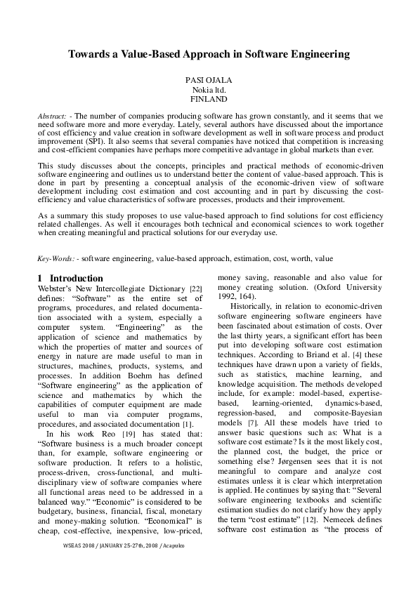 (PDF) Value-Based Strategies for Software Engineering