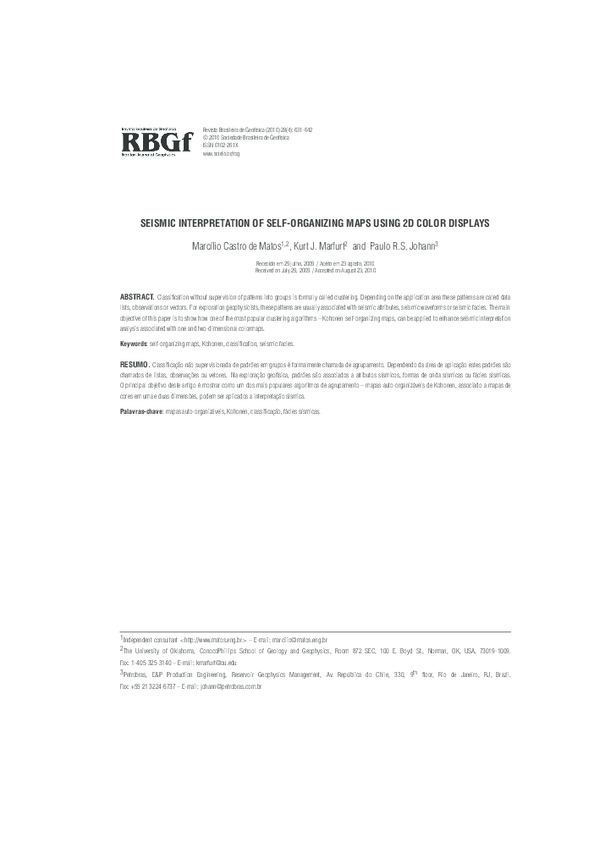 (PDF) Seismic interpretation of self-organizing maps using 2D color ...
