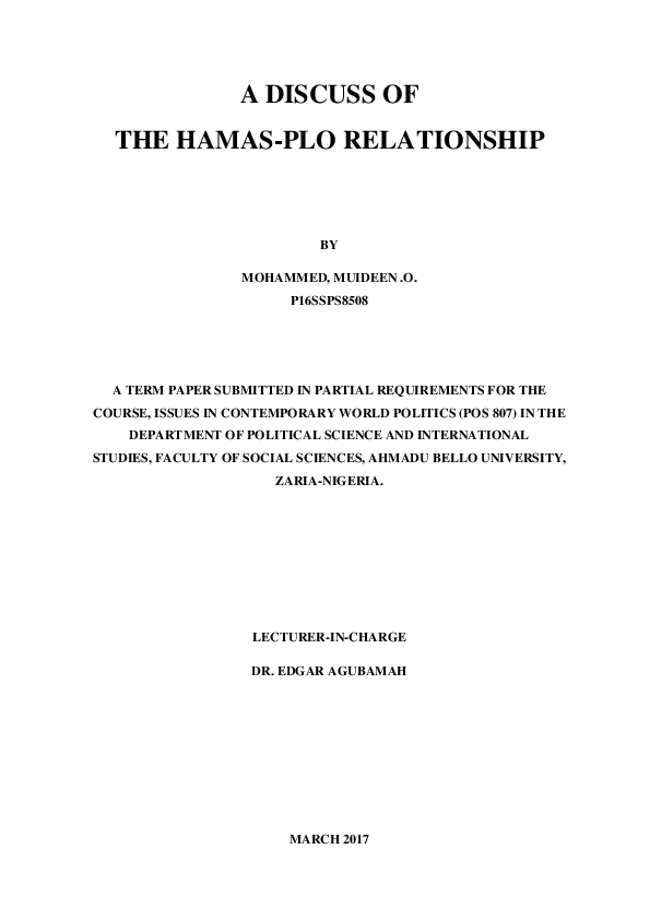 (PDF) A DISCUSS OF THE HAMAS-PLO RELATIONSHIP