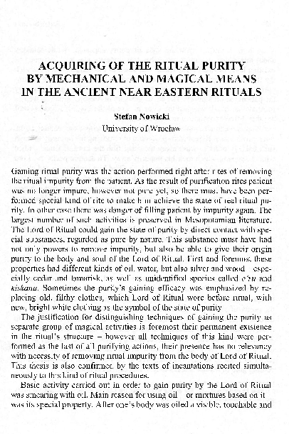 (PDF) The Acquiring of the Ritual Purity by Mechanical and Magical Means